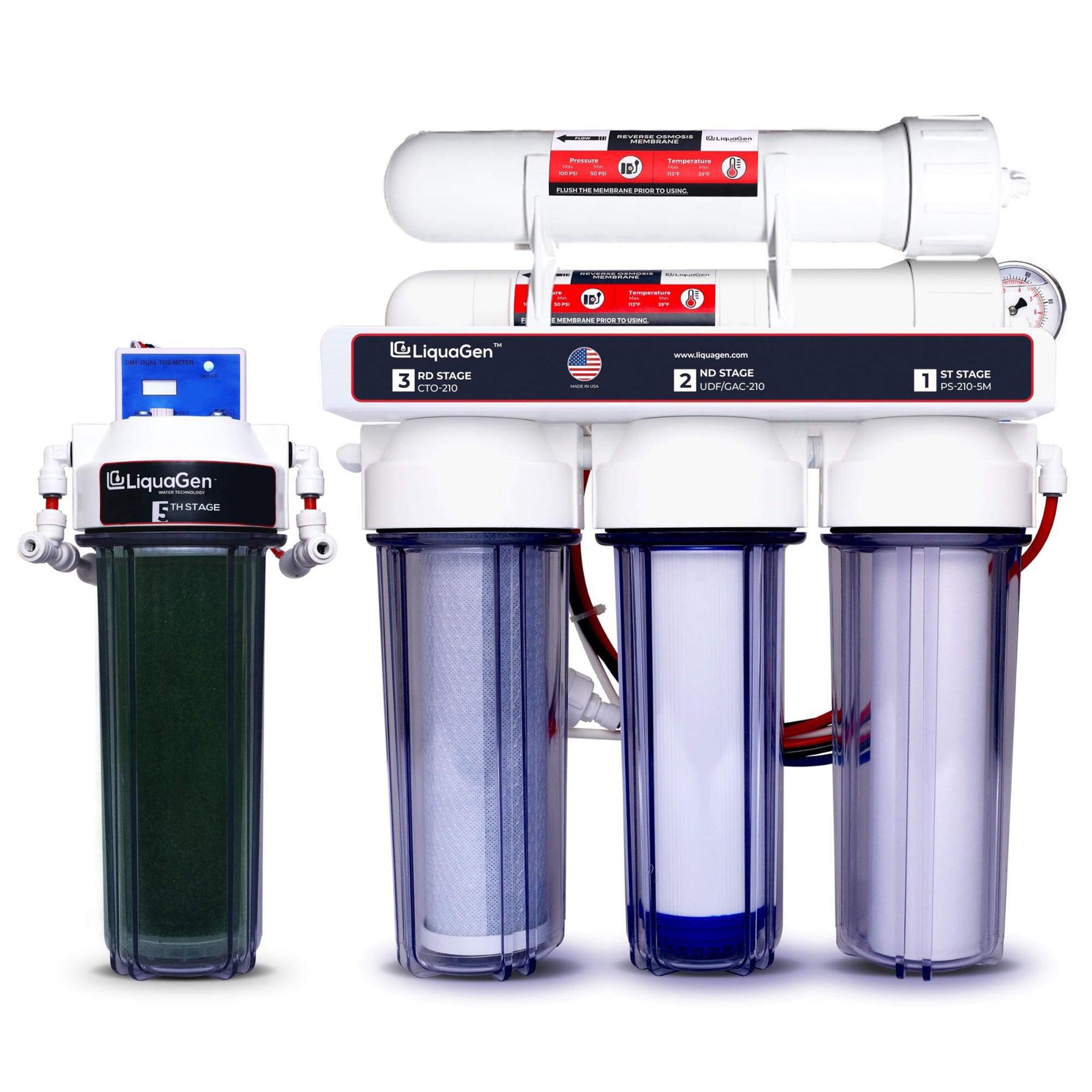 5 Stage Premium 200 GPD Water Saver System + Gauge & TDS Meter