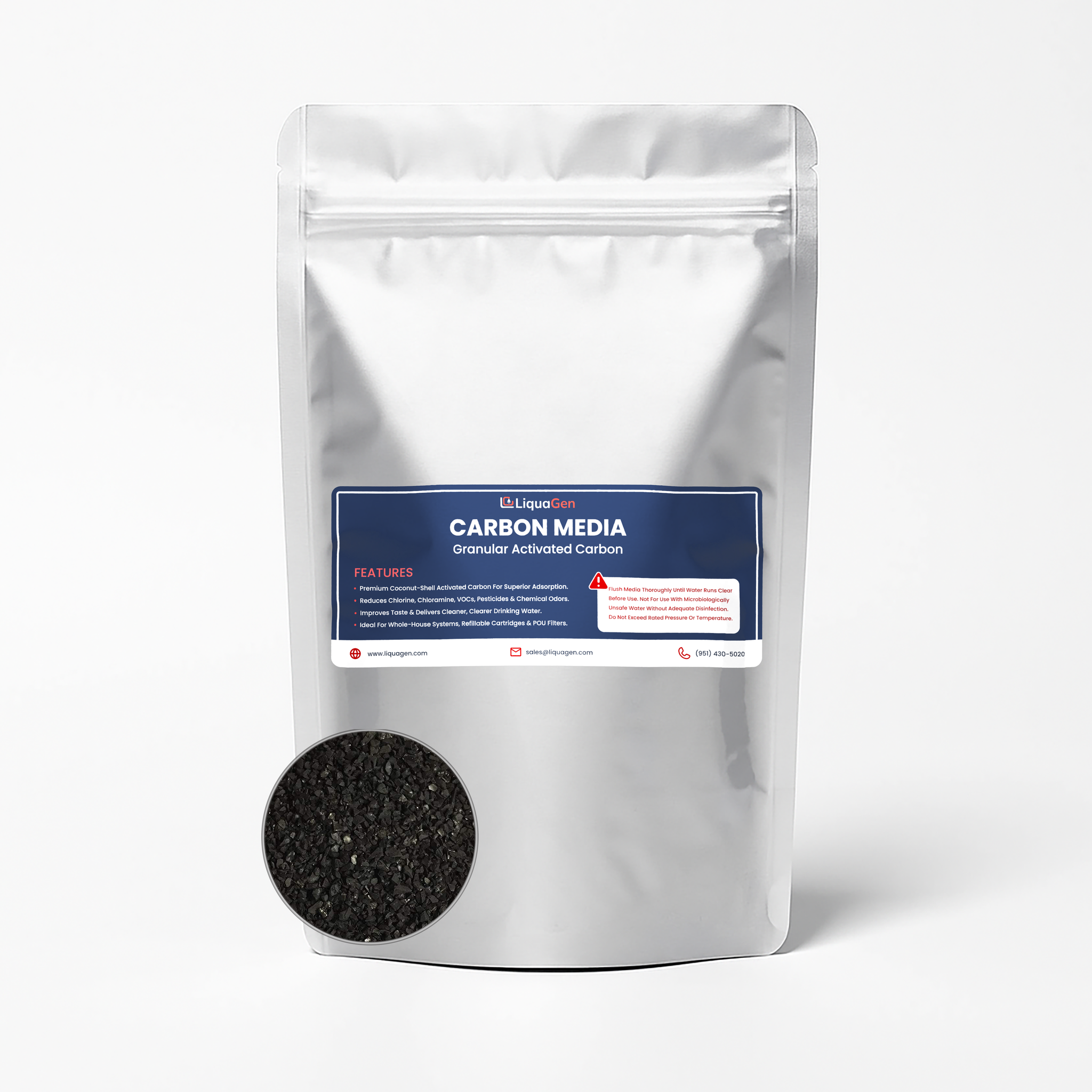 Granular Activated Coconut Shell Carbon (GAC) Media – 5lbs | 8 x 30 Me