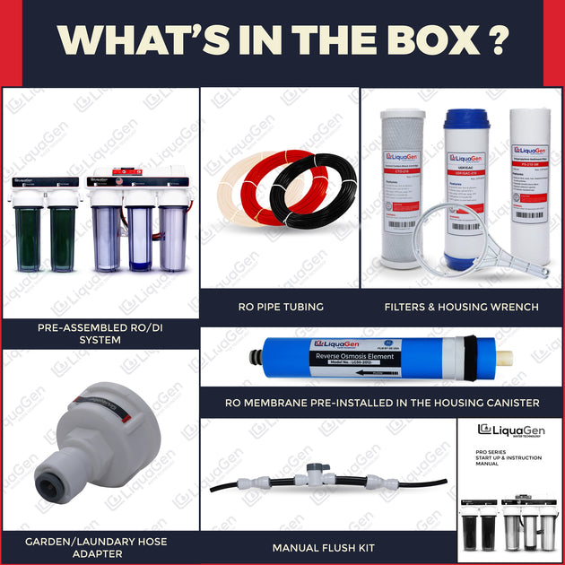 6 Stage Heavy Duty 75 GPD RO/DI Water Filter System – LiquaGen